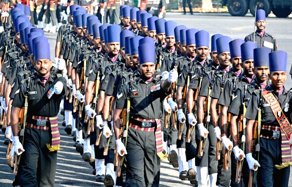 Army jawans during a rehearsal ahead of Army Day