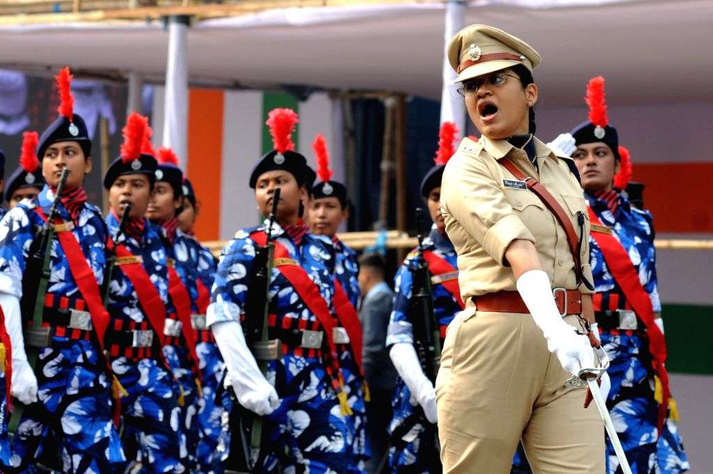 Army personnel march past during the full dress rehearsal for the ...