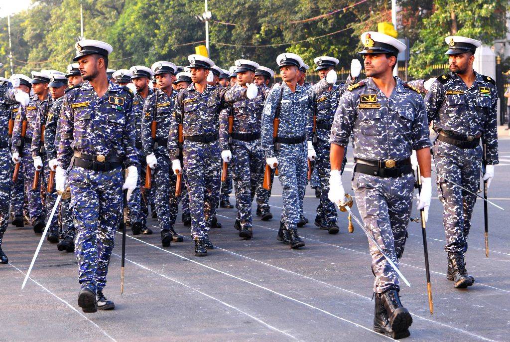 Army's personnel march past during a rehearsal for the Republic Day ...