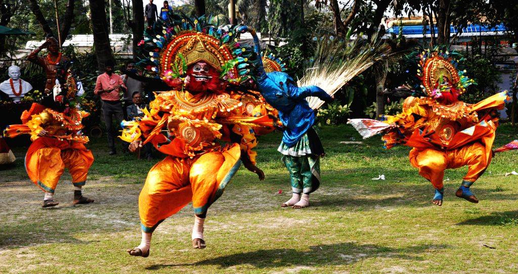 Artist from Purulia perform Chhau dance