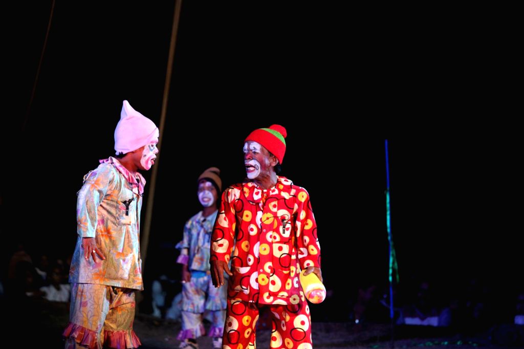 An artist performs during Ajanta circus