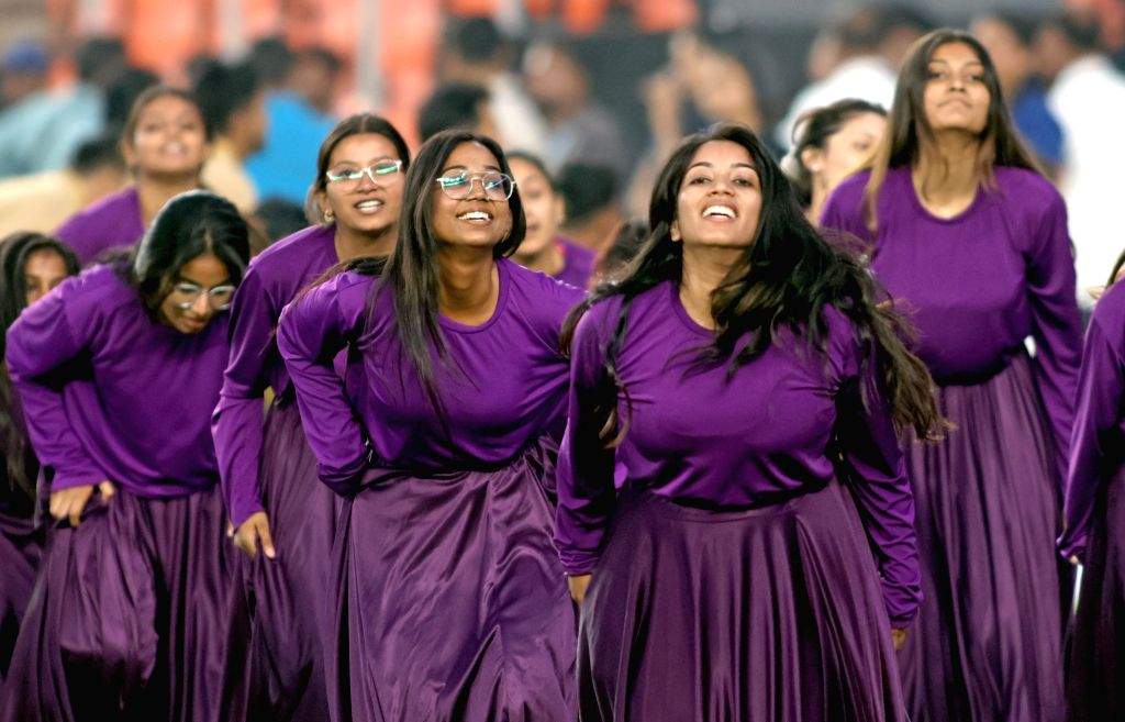 Artists rehearse for the closing ceremony of the ICC Men’s Cricket ...