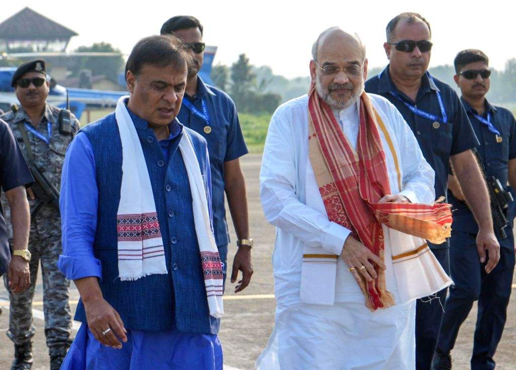 Assam Chief Minister Himanta Biswa Sarma receives Union Home Minister ...