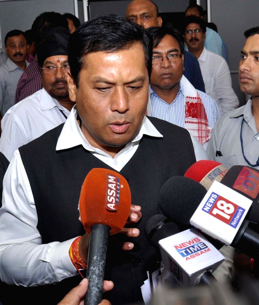 Sarbananda Sonowal talks to press