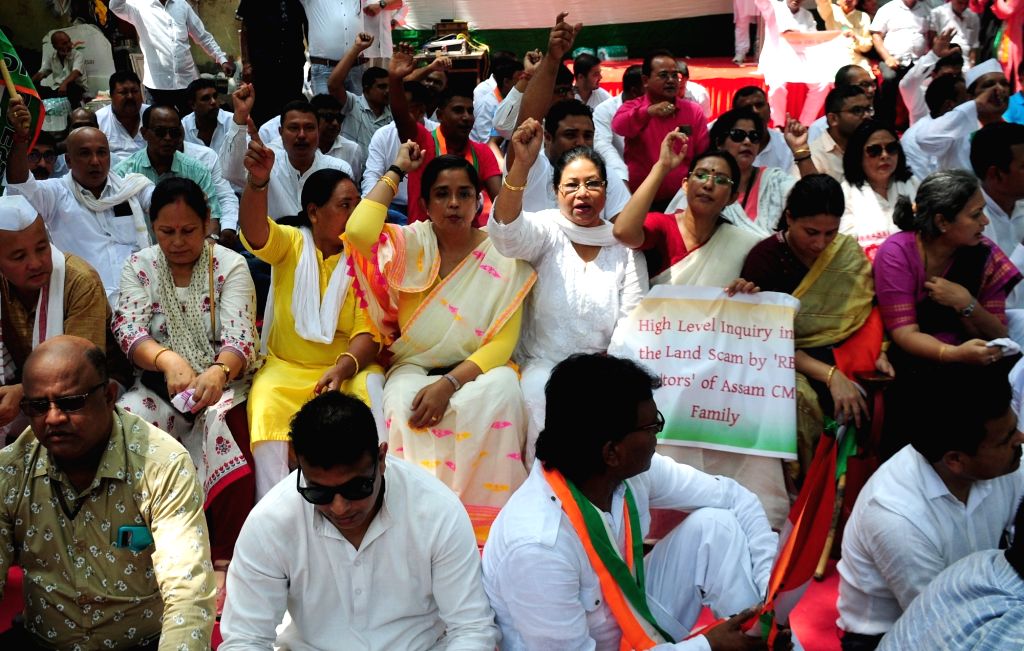 Assam Congress members protest