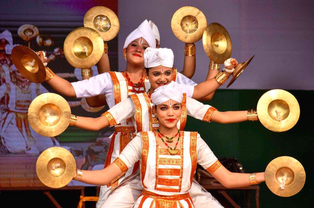 Assamese dancers perform Bhortal Nritya