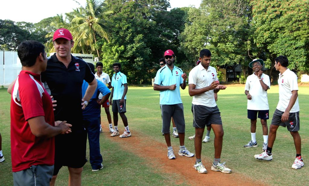 Glenn McGrath shares his experience with trainees at MRF Pace Academy