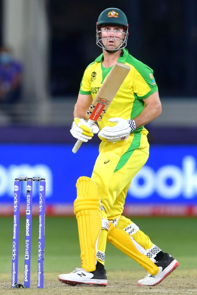 :Dubai:Australia's Mitchell Marsh hits a boundary during the Cricket ...