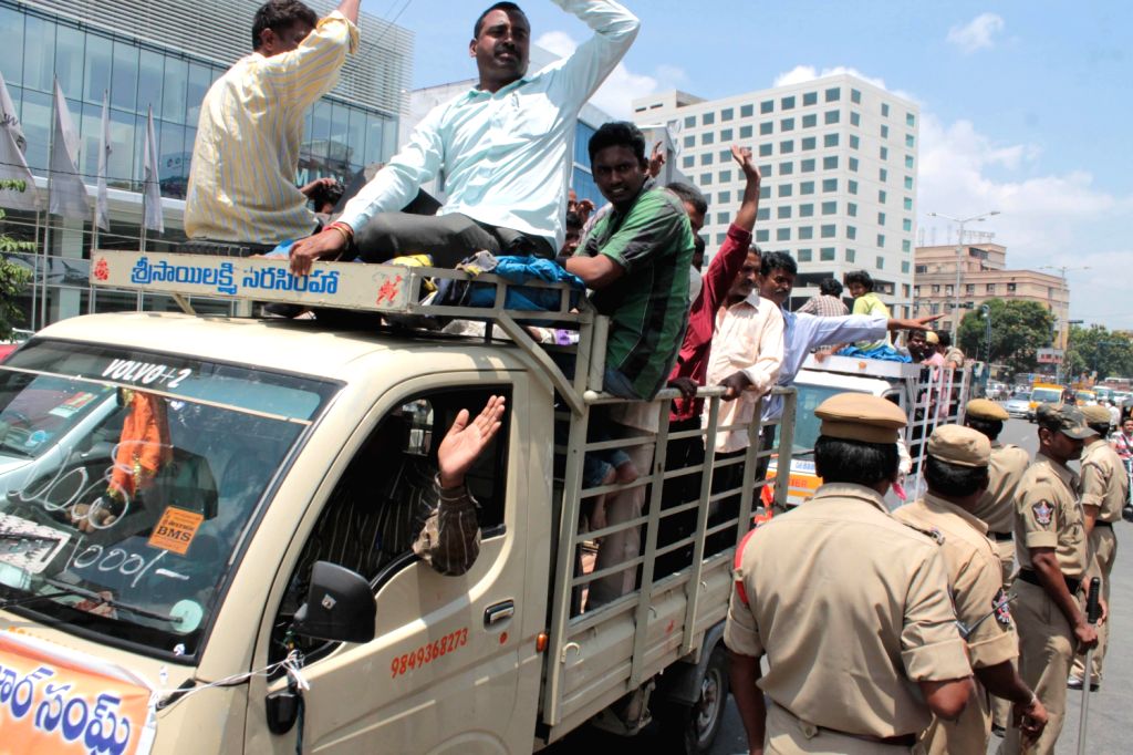 Auto Drivers on strike protesting against traffic police