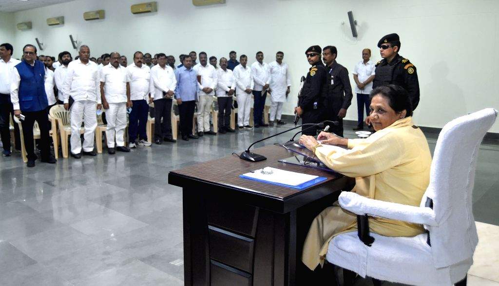 Bahujan Samaj Party (BSP) chief Mayawati chairs a review meeting ahead ...
