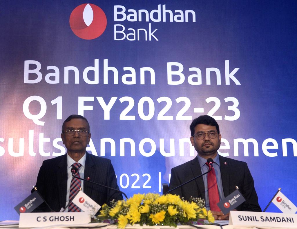 Kolkata :Bandhan Bank MD & CEO Chandra Shekhar Ghosh addresses a press ...