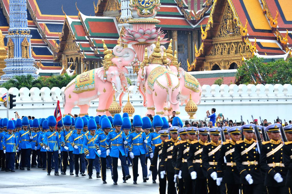Thai soldiers take part in a parade
