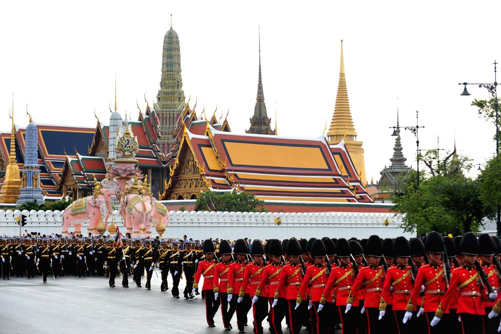 Thai soldiers take part in a parade