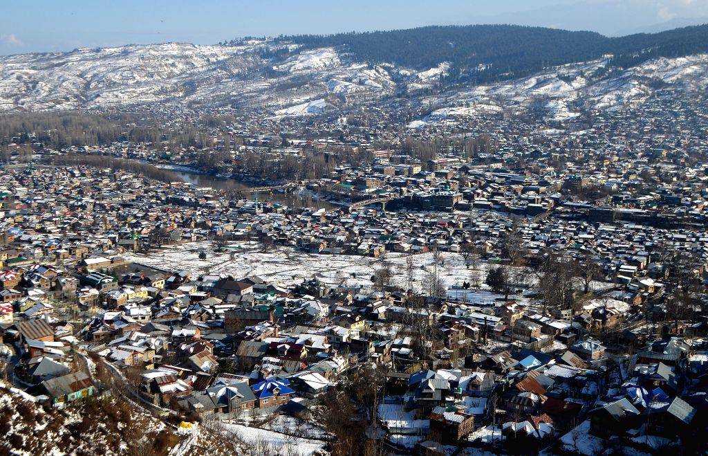 Baramulla city covered with snow