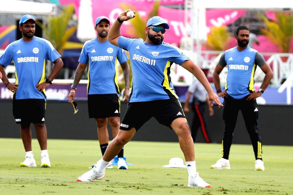 Barbados : Indian players during a practice session ahead of the Super ...