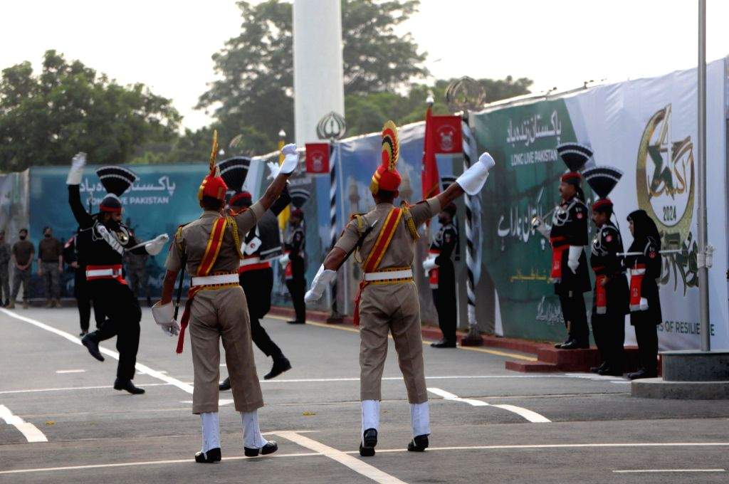 Beating retreat ceremony at the Attari-Wagah border