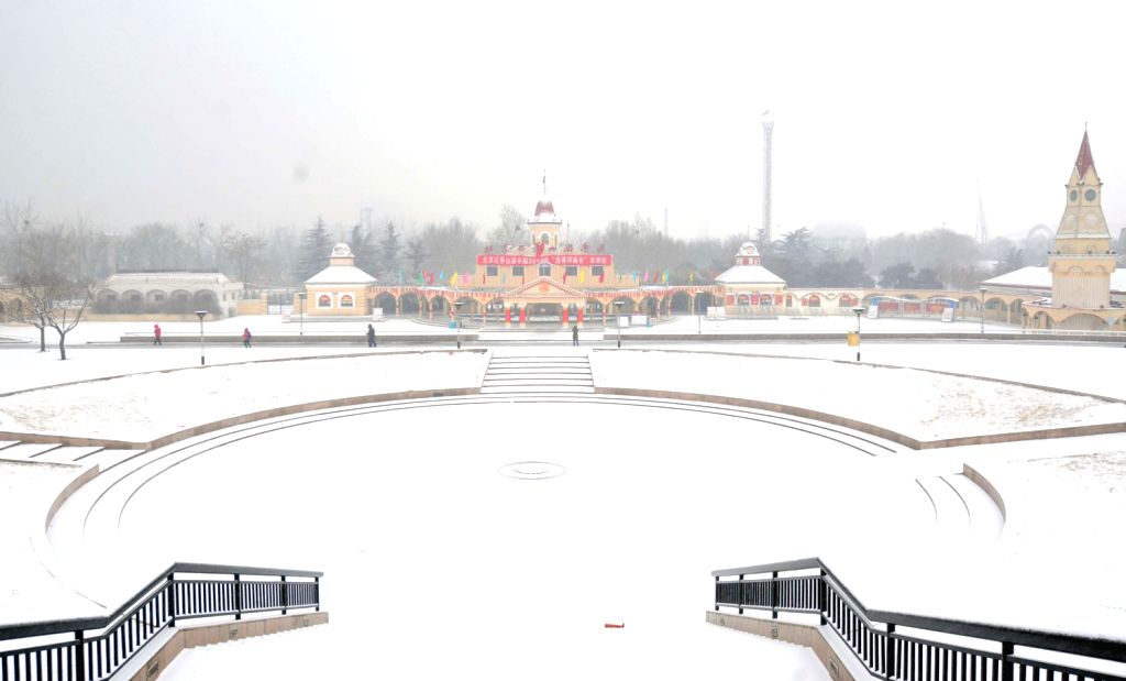The snow-covered Shijingshan Amusement Park in Beijing
