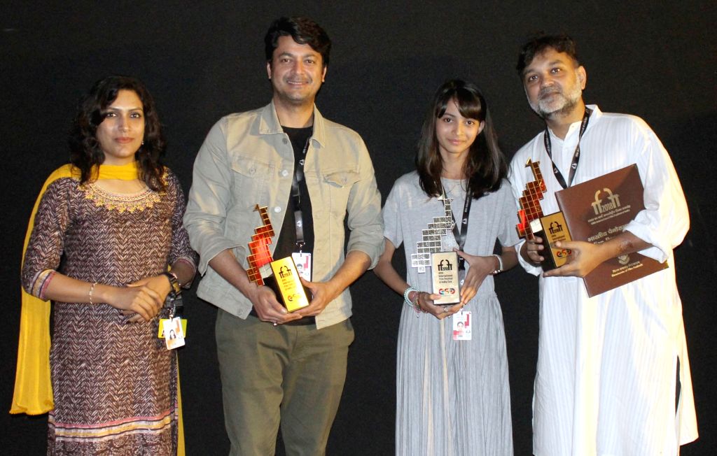 Cast and crew of 'Uma' at 49th IFFI