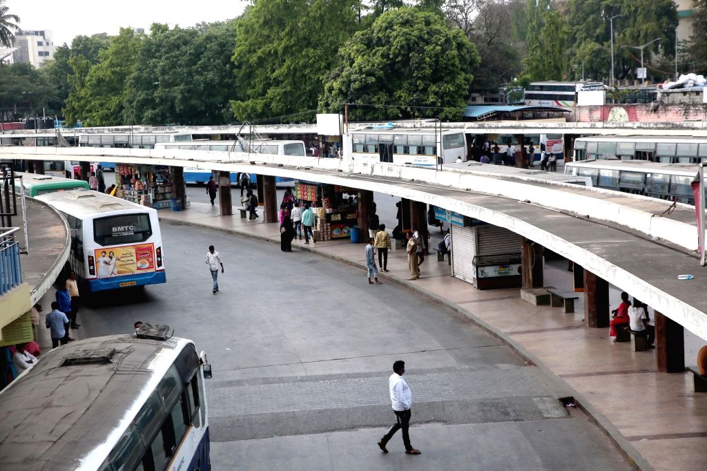 Bengaluru : Commuters at Majestic Bus stand, as the BMTC and KSRTC bus ...