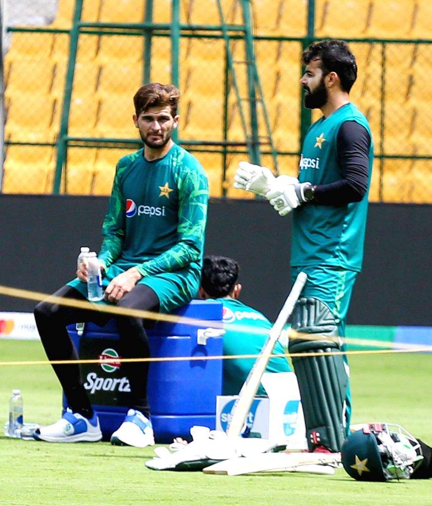 Bengaluru : Pakistani players during a practice session ahead of the ...
