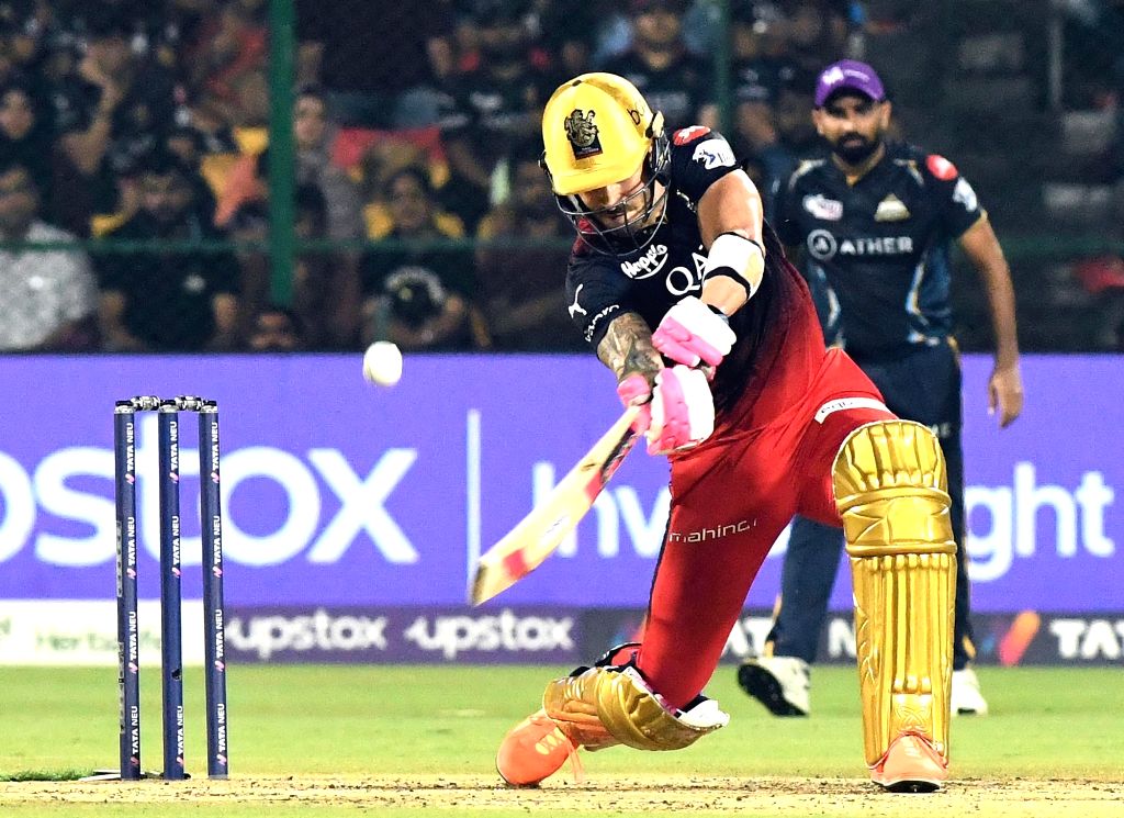 Bengaluru : RCB's captain Faf du Plessis plays a shot during the IPL 2023