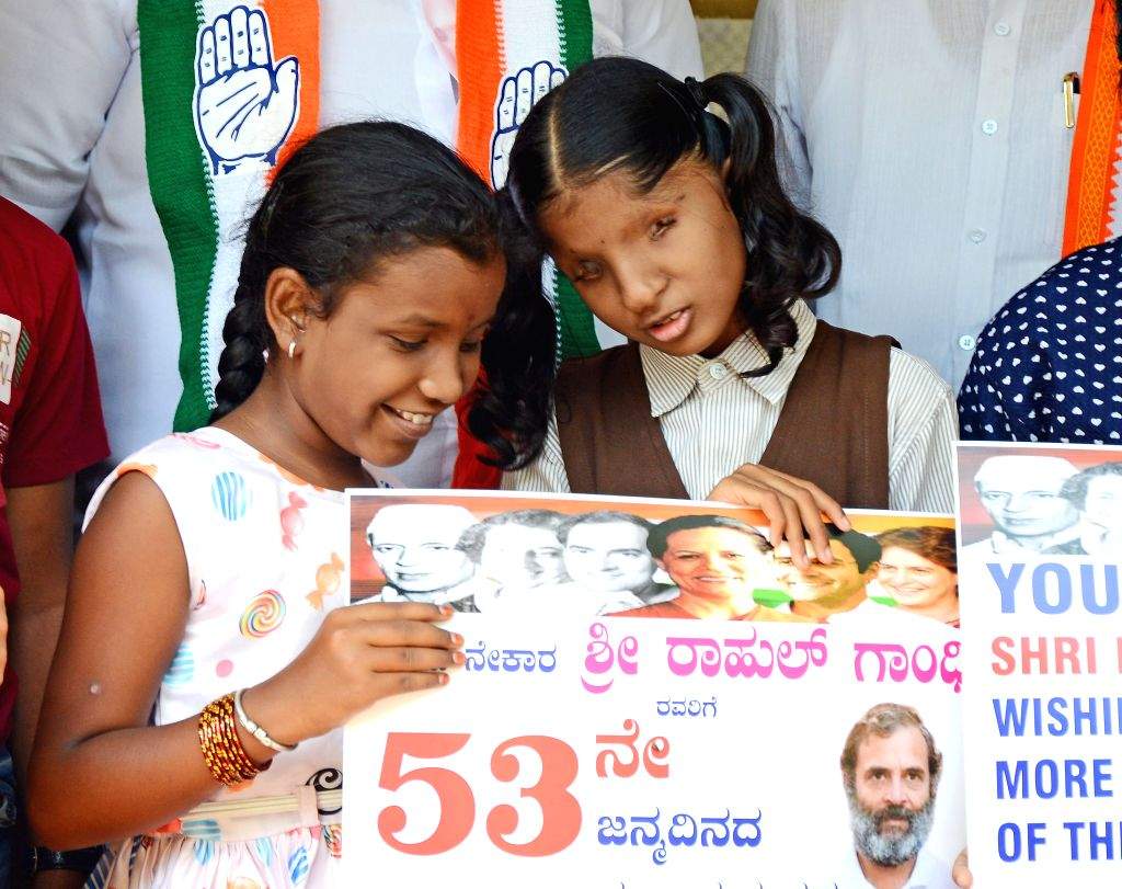 Visually impaired children celebrate Congress leader Rahul Gandhi's ...