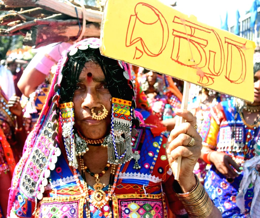 Bhovi Community people take out a protest rally