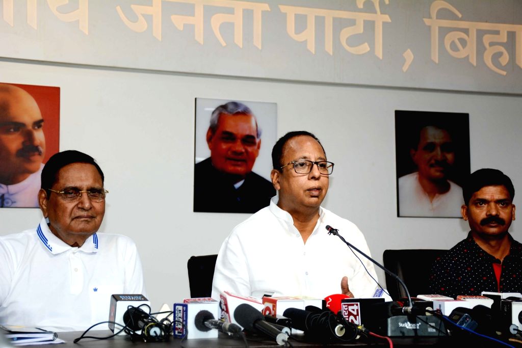 Patna : Bihar BJP President Sanjay Jaiswal addressing a press conference
