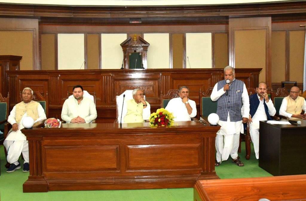 Bihar Chief Minister Kumar with Deputy CM Tejaswi Yadav during grand ...
