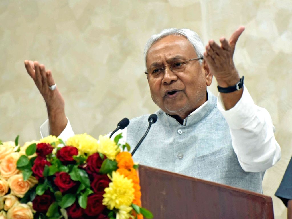 Bihar CM Nitish Kumar addresses during an event