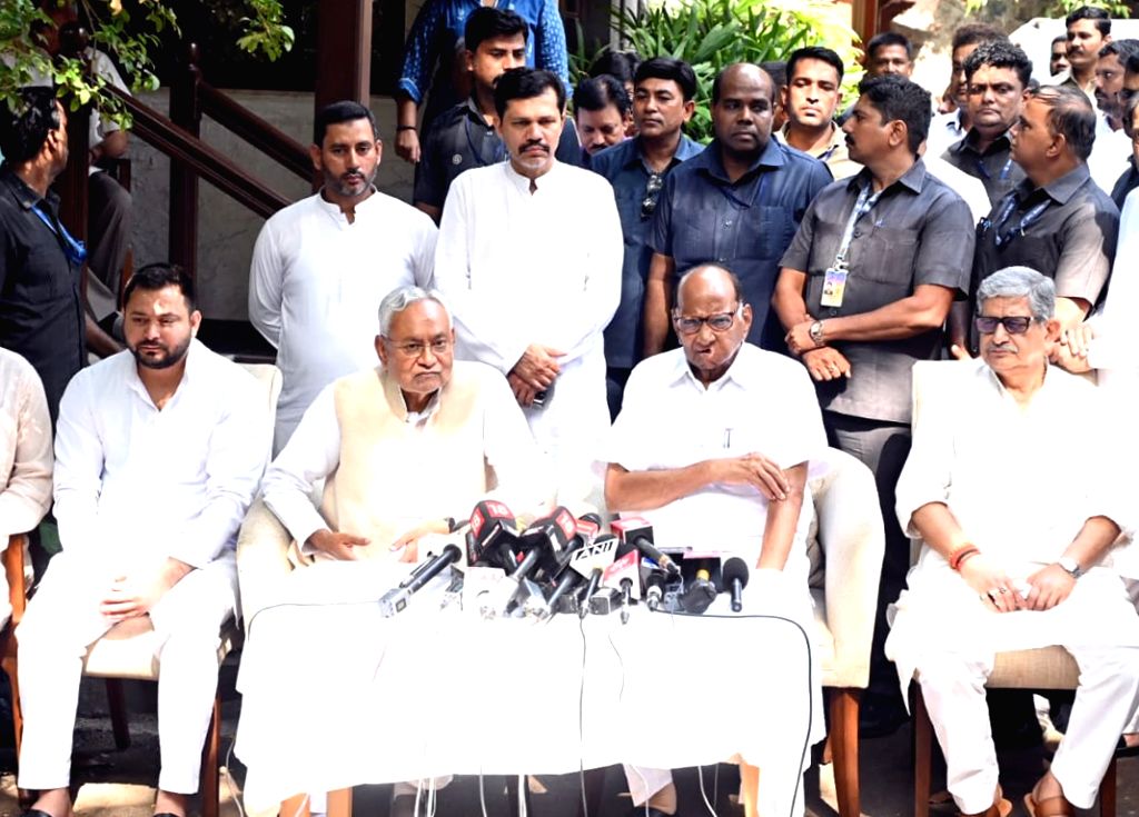 Bihar Chief Minister Nitish Kumar and NCP chief Sharad Pawar address ...
