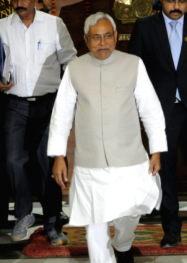 Patna: Bihar Chief Minister Nitish Kumar arrives to attend the Budget ...