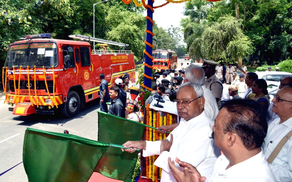 Bihar Chief Minister Nitish Kumar flags off 34 fire fighting vehicles