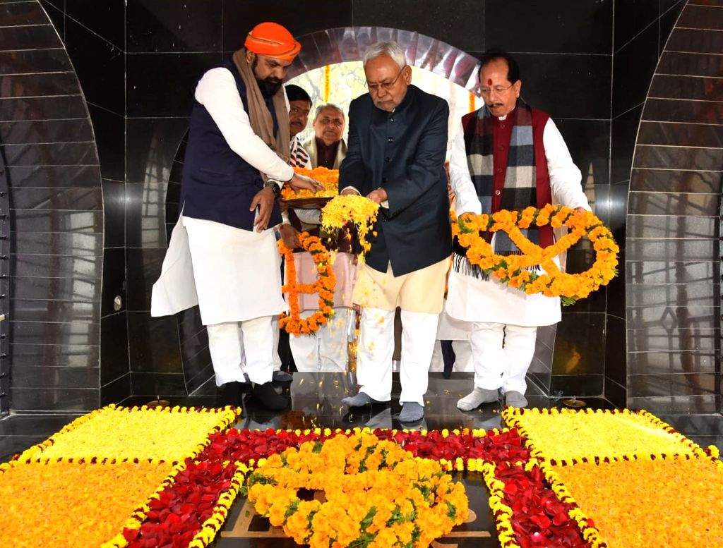 Bihar Chief Minister Nitish Kumar with Deputy Chief Ministers Samrat ...