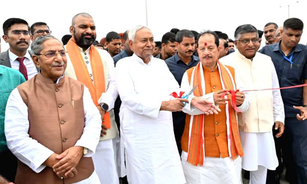 Bihar Chief Minister Nitish Kumar, with Deputy Chief Ministers Samrat ...
