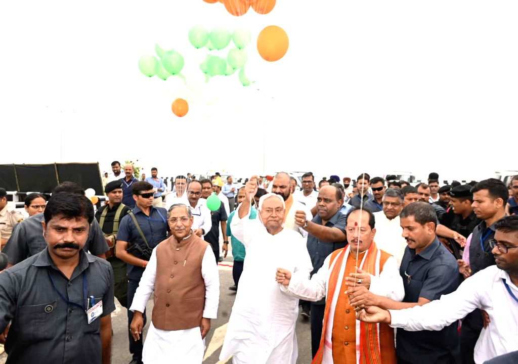 Bihar Chief Minister Nitish Kumar, with Deputy Chief Ministers Samrat ...