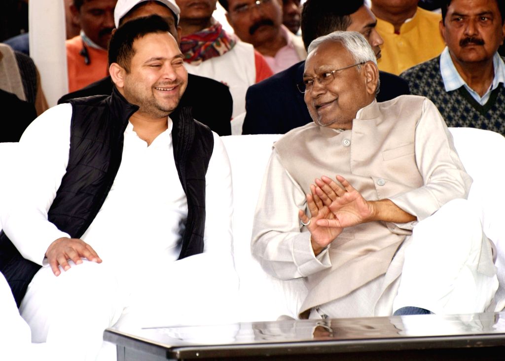 Bihar Chief Minister Nitish Kumar with Deputy CM Tejaswi Yadav