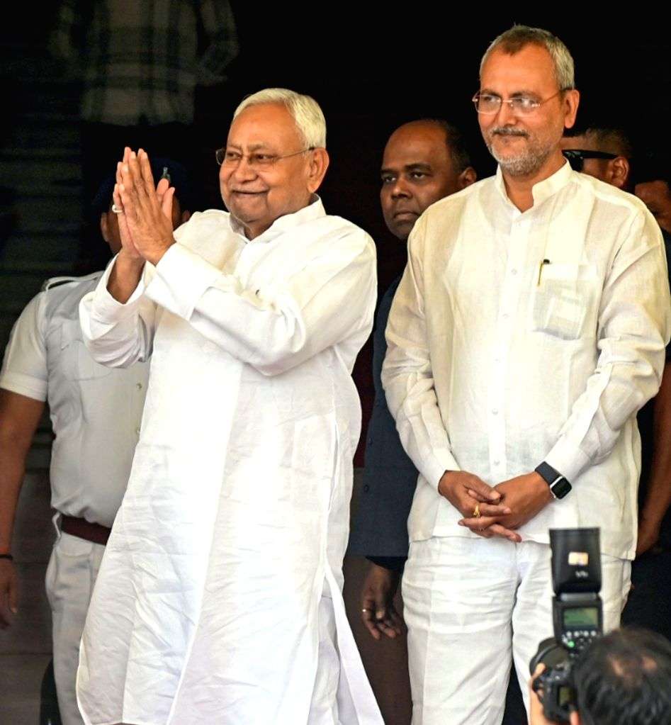 Bihar CM Nitish Kumar arrives at the State Assembly