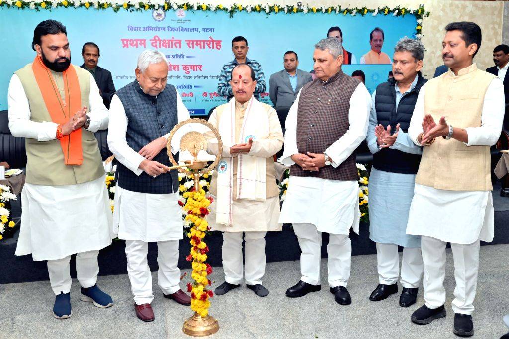 Bihar CM Nitish Kumar, Bihar DCMs Samrat Choudhary and Vijay Kumar ...