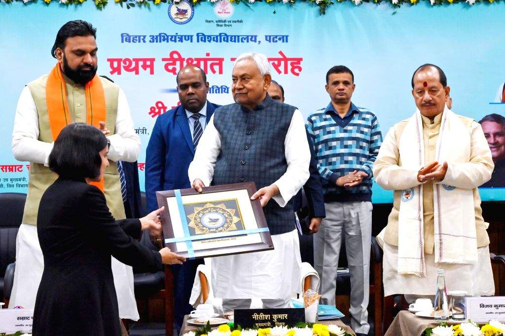 Bihar CM Nitish Kumar, Bihar DCMs Samrat Choudhary and Vijay Kumar ...