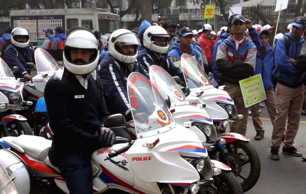 Delhi Police's road safety march