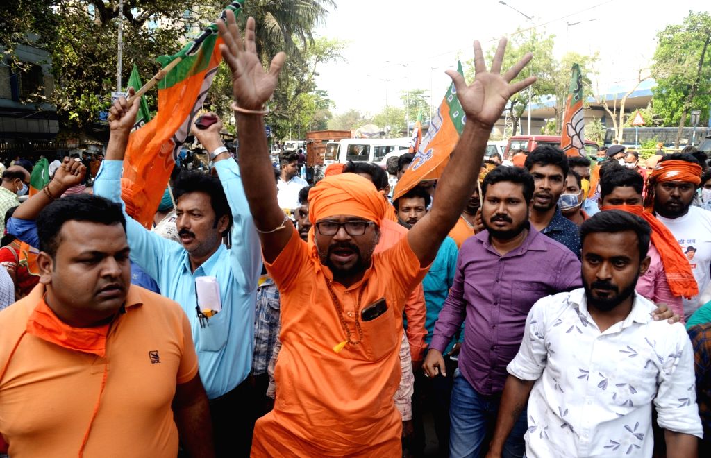BJP activists from various constituencies shout slogans to protest ...