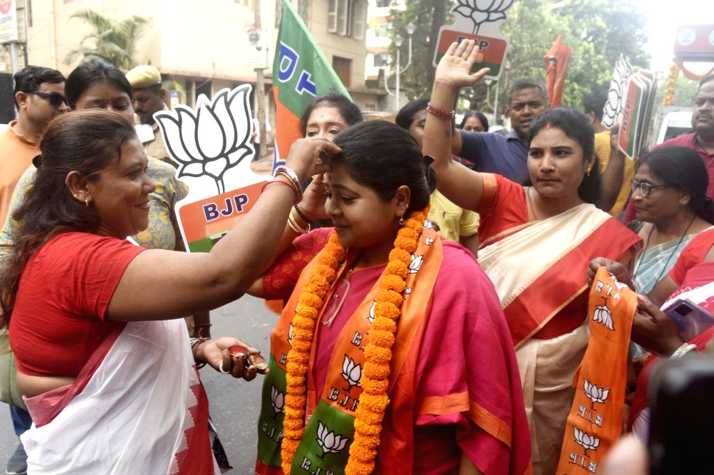 BJP candidate for the Ballygunge Assembly by election, Keya Ghosh at an ...