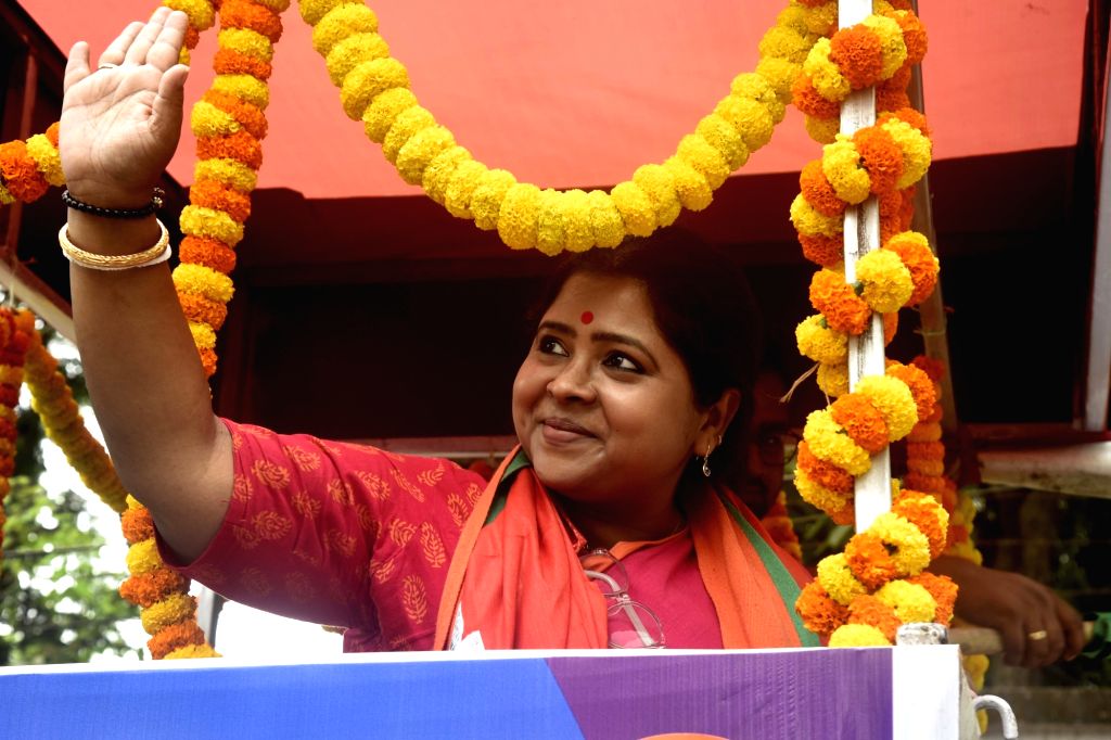 BJP candidate for the Ballygunge Assembly by election, Keya Ghosh at an ...