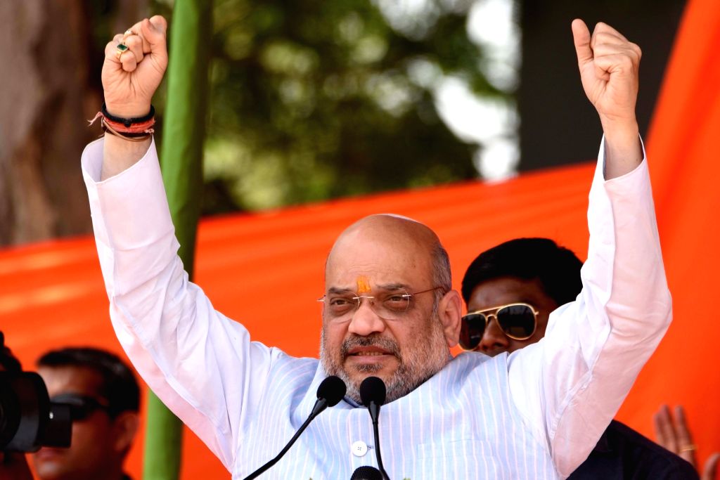 Amit Shah at a public rally in Jharkhand