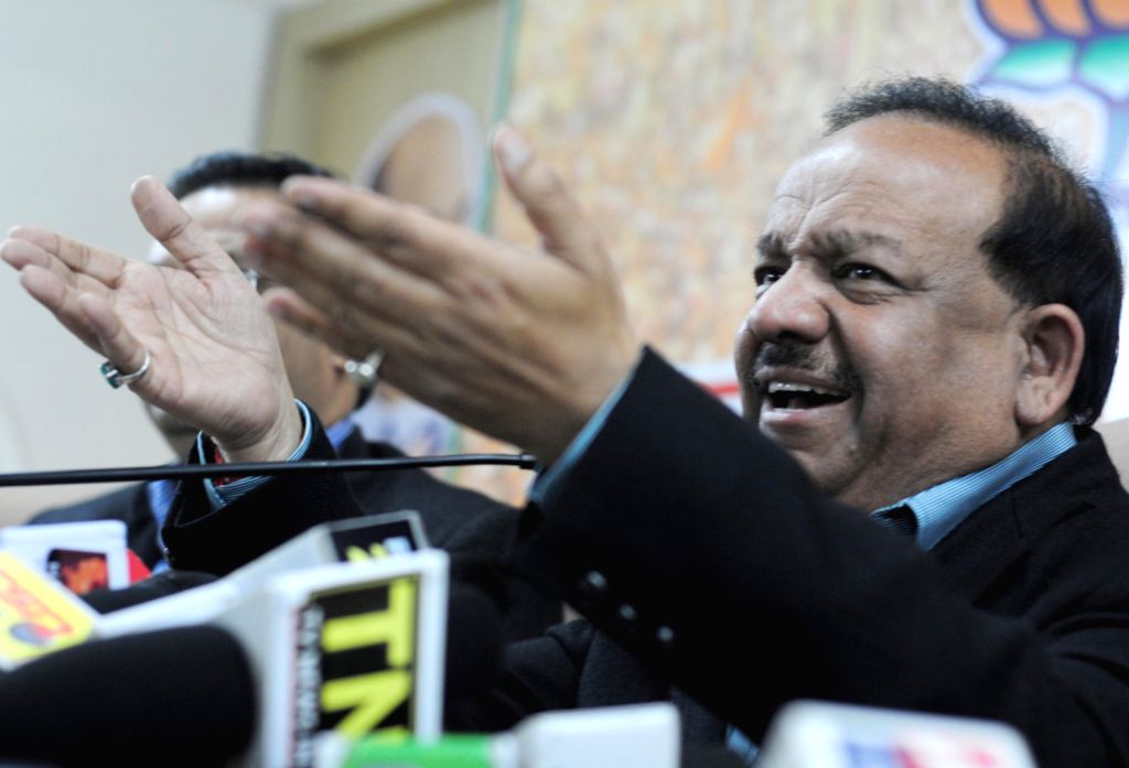 Harsh Vardhan addresses a press conference