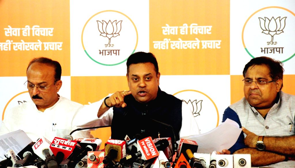 BJP leader Sambit Patra addresses a press conference