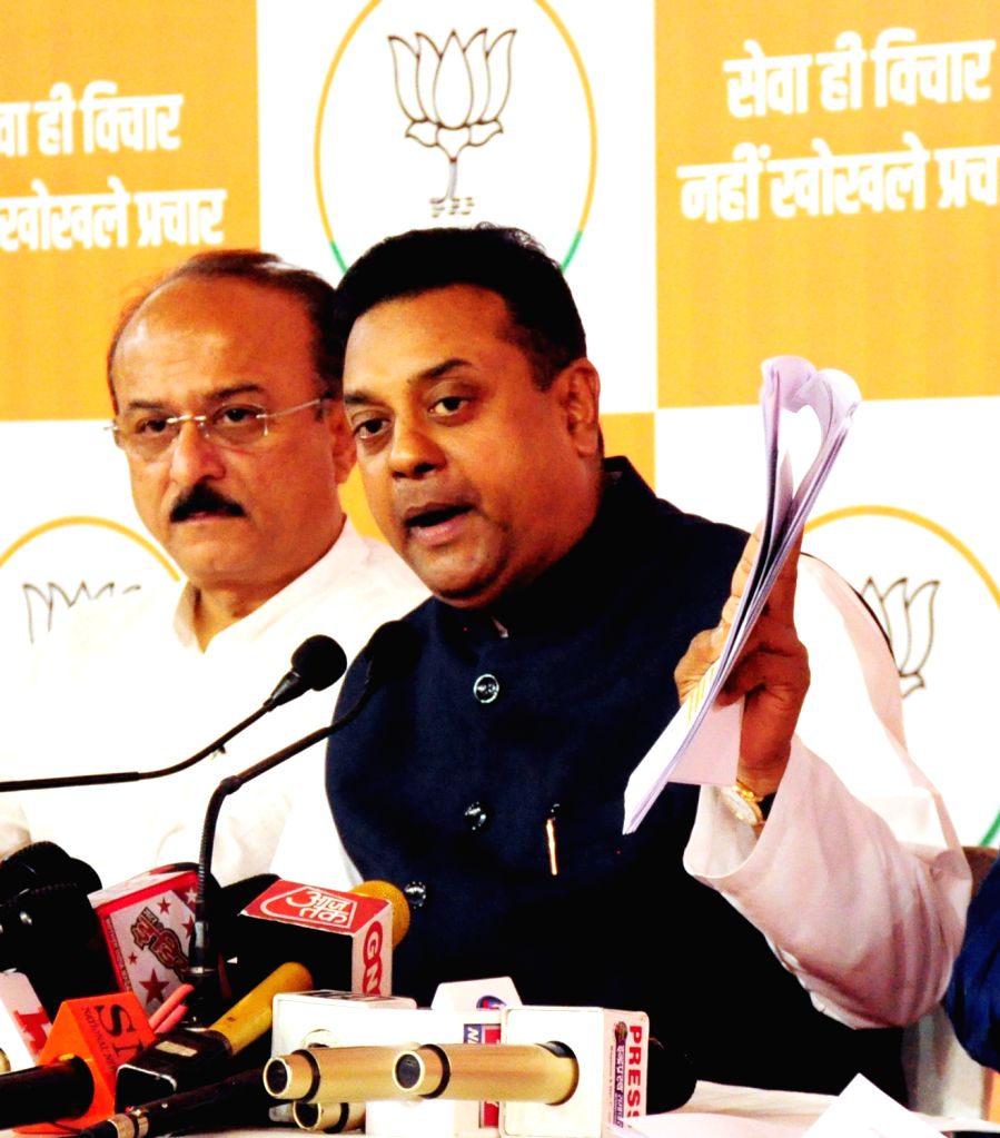 BJP leader Sambit Patra addresses a press conference