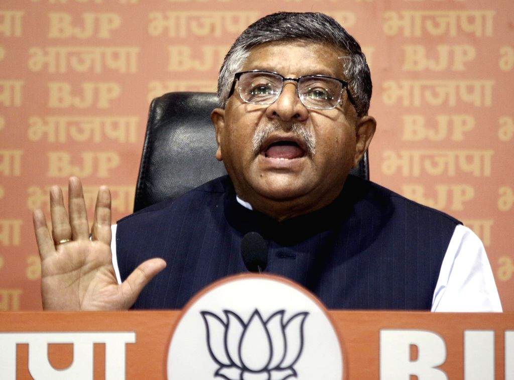 BJP leaders Ravi Shankar Prasad and Sambit Patra address a press ...