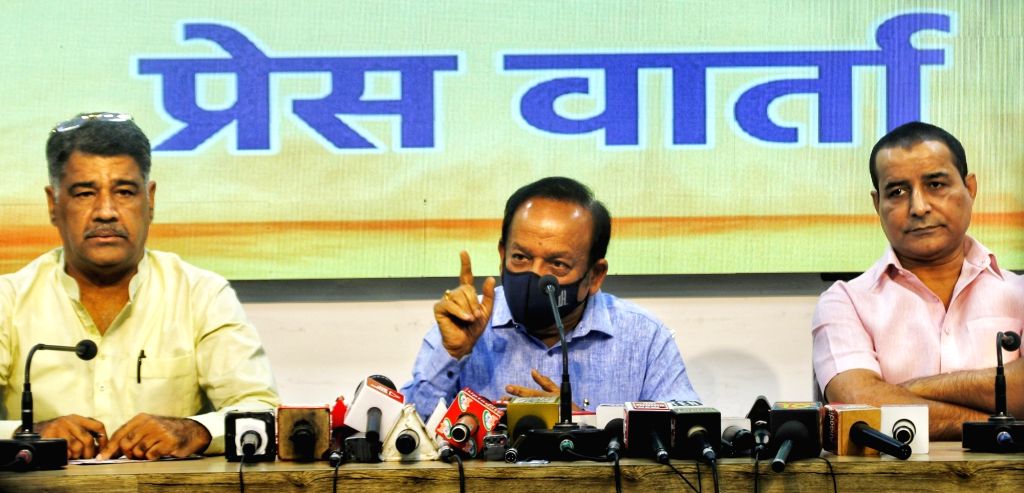 BJP MP Dr. Harshvardhan addresses a press conference